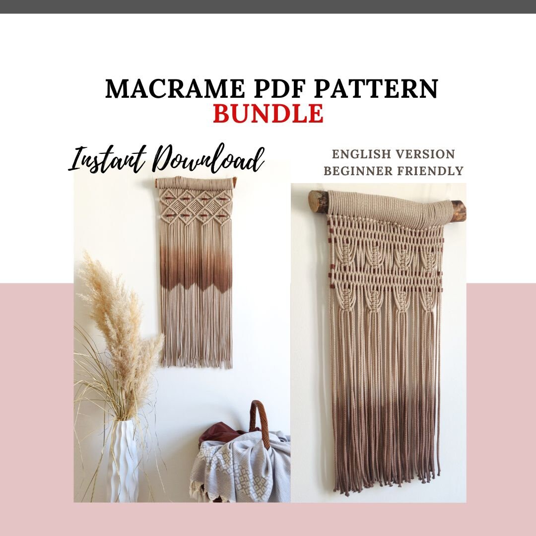 Macrame Pattern Bundle - Written PDF and Knot Guide, Diy Macrame Wall ...
