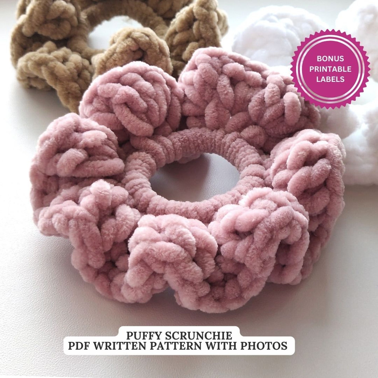 Crochet PATTERN - Puffy Scrunchie "aurora" - Instant Digital Download ...