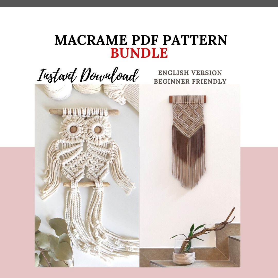 Macrame Pattern Bundle - Written PDF and Knot Guide, Diy Macrame Wall ...