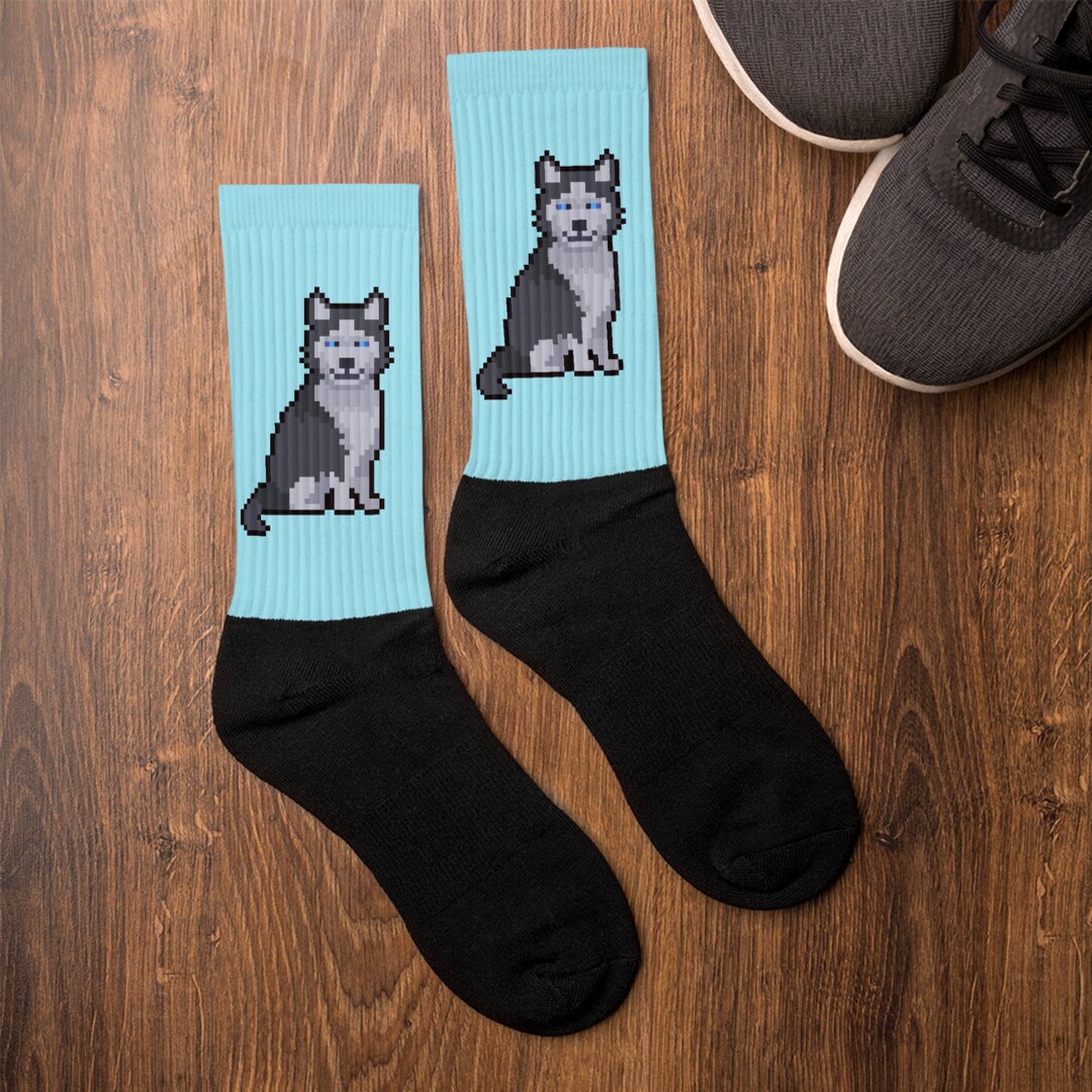 Husky Socks Gift 8-bit Style - Etsy
