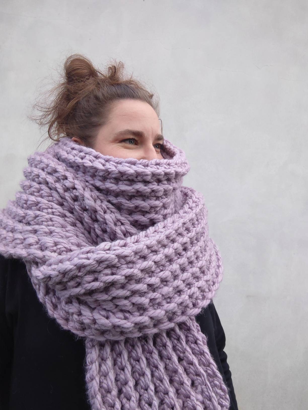 Chunky Scarf Shawl Wrap Blanket Schal Cozy Puffy Black Winter Scarf ...