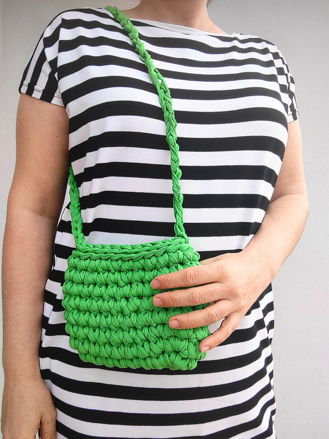 Chunky Bag Shoulder Chunky Crochet Bag Trendy Neon Bag Green Bag Modern ...