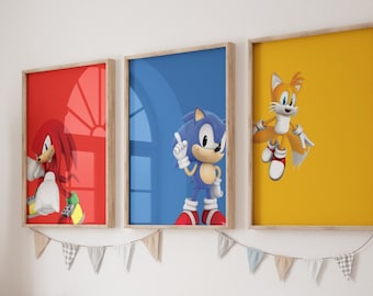 Set of 3 Sonic the Hedgehog Digital Download Poster Bundle for Bedroom ...