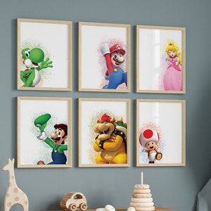 Mario Digital Wall Art, Color Splash Wall Decor, Gaming Posters, Video ...