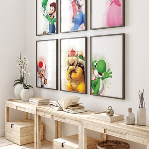 Mario Digital Wall Art, Color Splash Wall Decor, Gaming Posters, Video ...