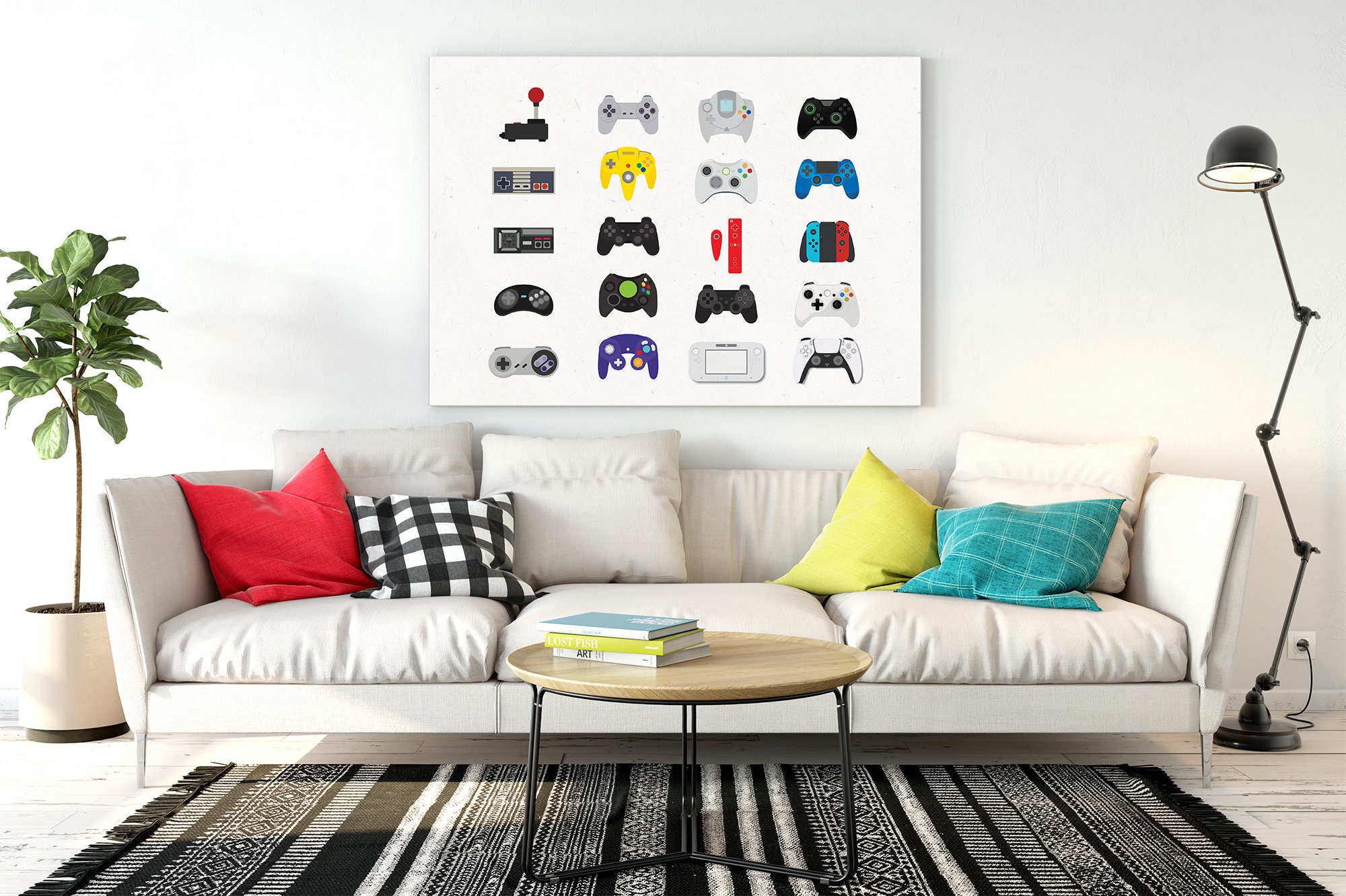 Video Game Controller Evolution Wall Decor, Digital Print, Game Room ...