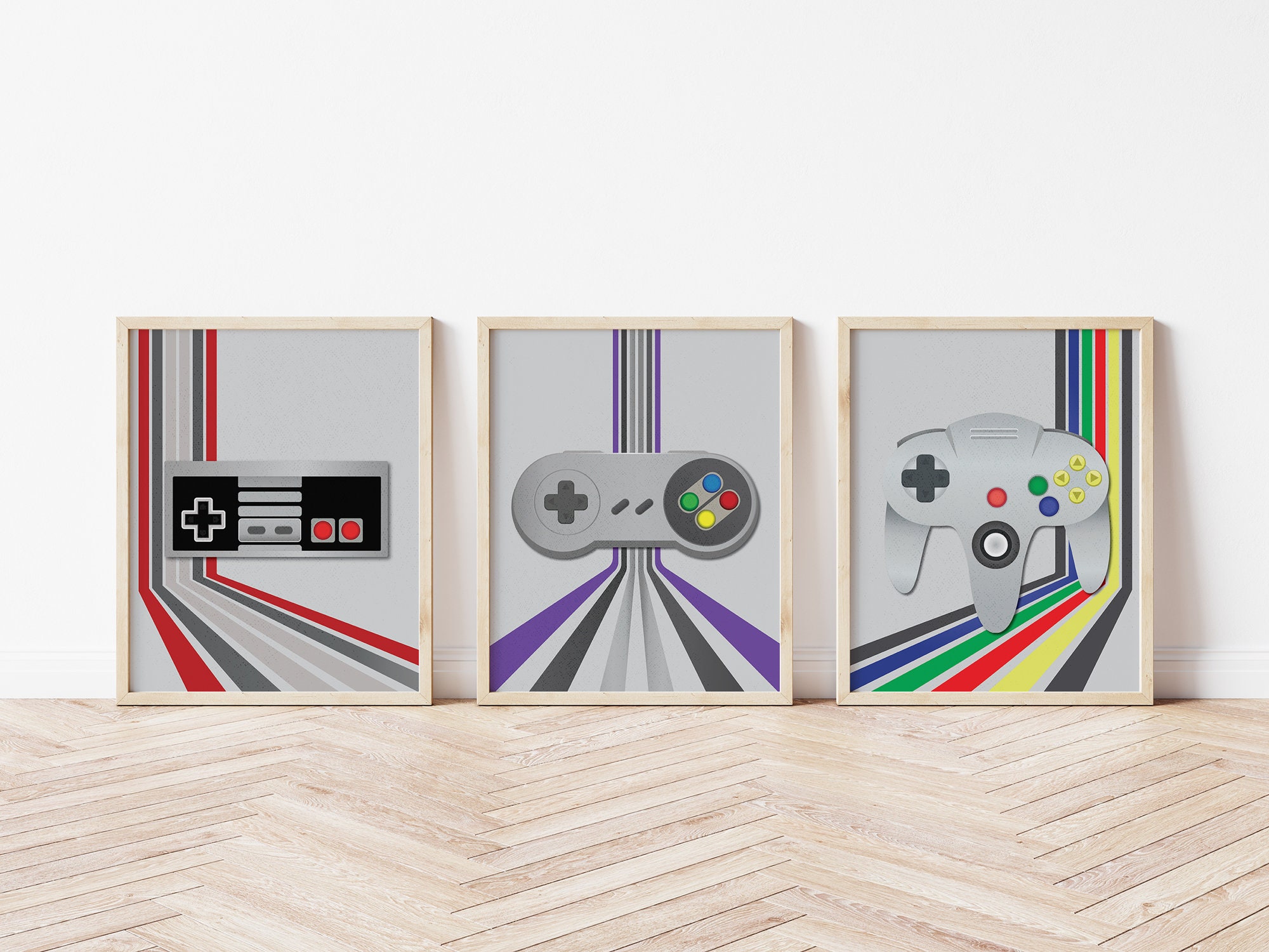 Retro Video Game Controller Wall Decor, Digital Prints, Game Room ...
