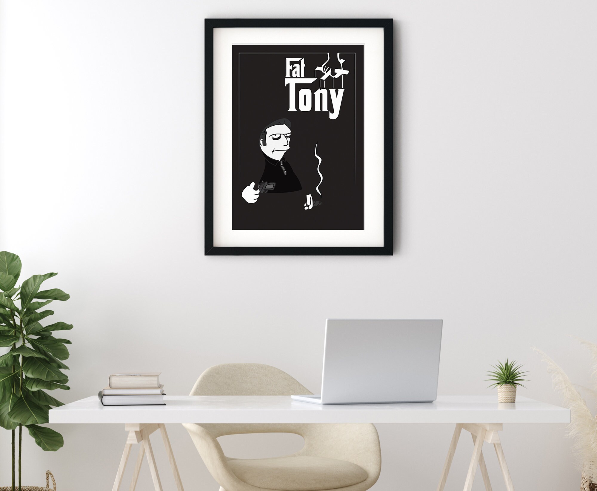 Fat Tony, Godfather Parody Poster, Digital, Simpsons Cartoon Show Print ...
