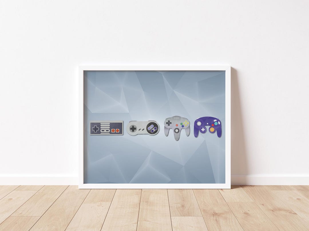Retro Video Game Controller Wall Decor, Digital Print, Game Room Poster ...