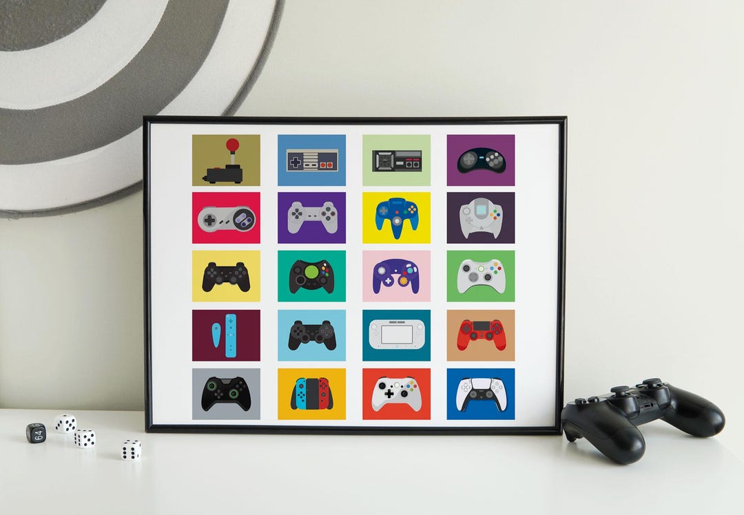 Video Game Controller Evolution Print, Digital Print, Game Room Poster ...