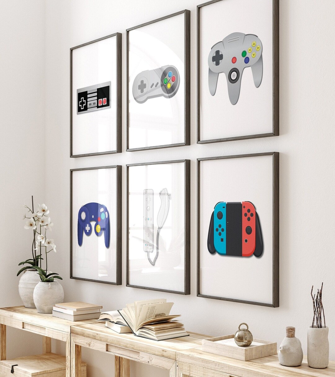 Retro Video Game Controller Wall Decor, Digital Prints, Game Room ...