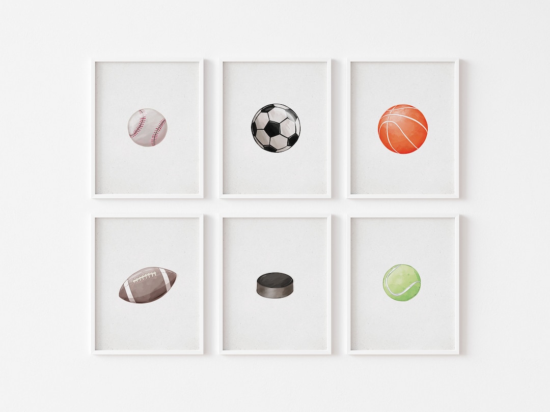 Sports Ball Prints: Kids Room Wall Art, Set of 6 (digital Download) - Etsy
