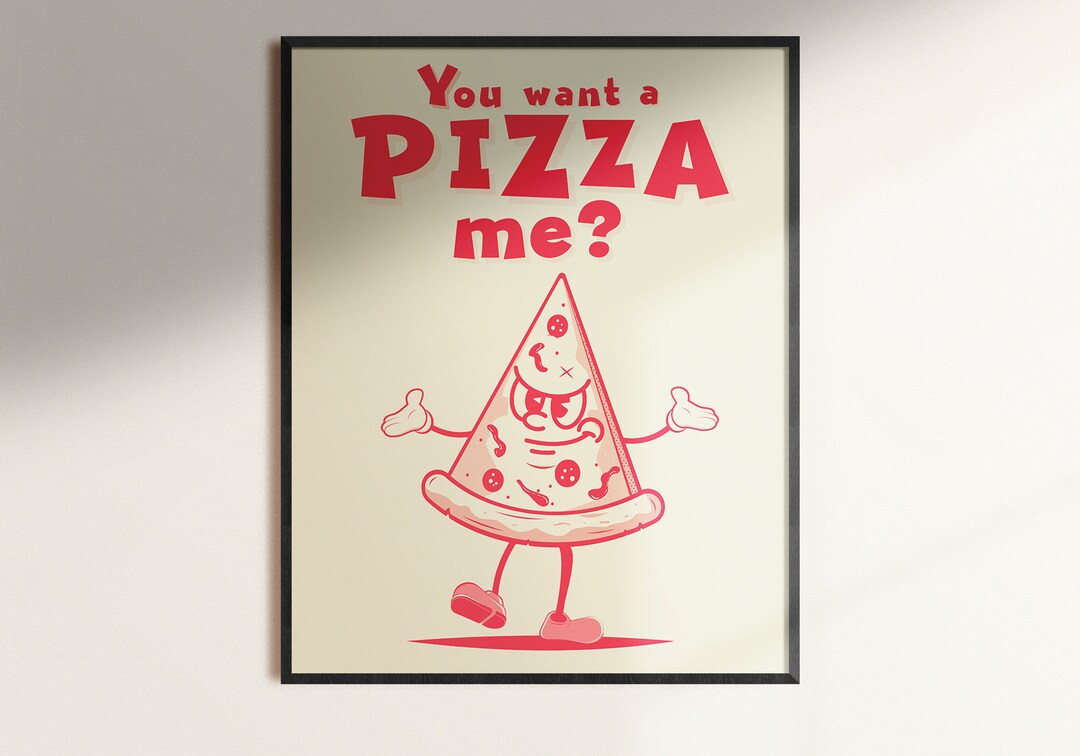 Retro Kitchen Printable Wall Art, Pizza Lover Printable Wall Art, Retro ...