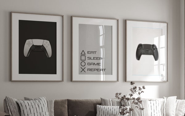 Retro Video Game Controller Wall Decor, Digital Prints, Game Room ...