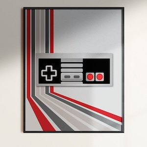 Retro Video Game Controller Wall Decor, Digital Prints, Game Room ...