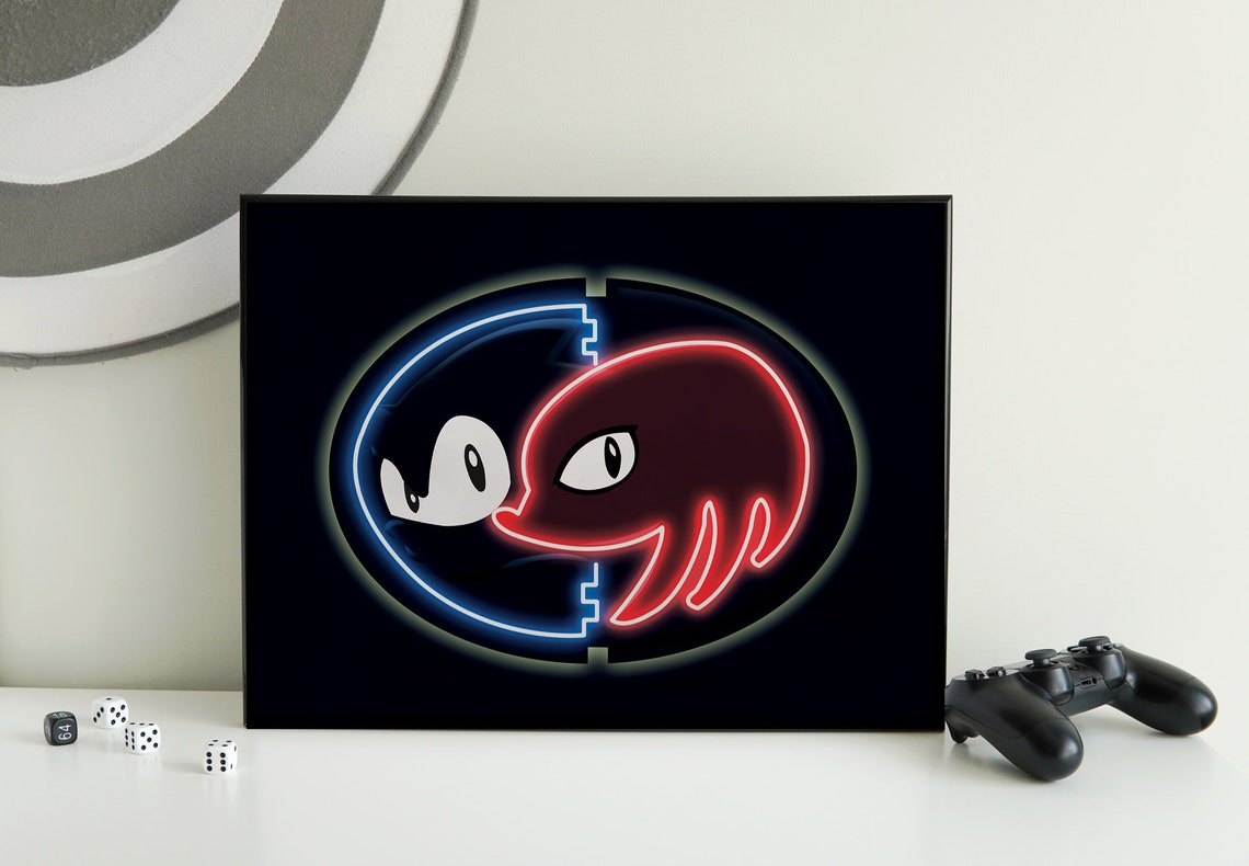 Retro Sonic Neon Poster Gaming Wall Decor Digital Prints - Etsy Canada