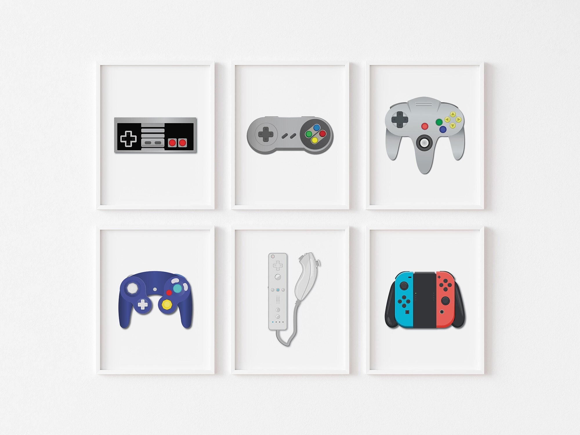 Retro Video Game Controller Wall Decor, Digital Prints, Game Room ...