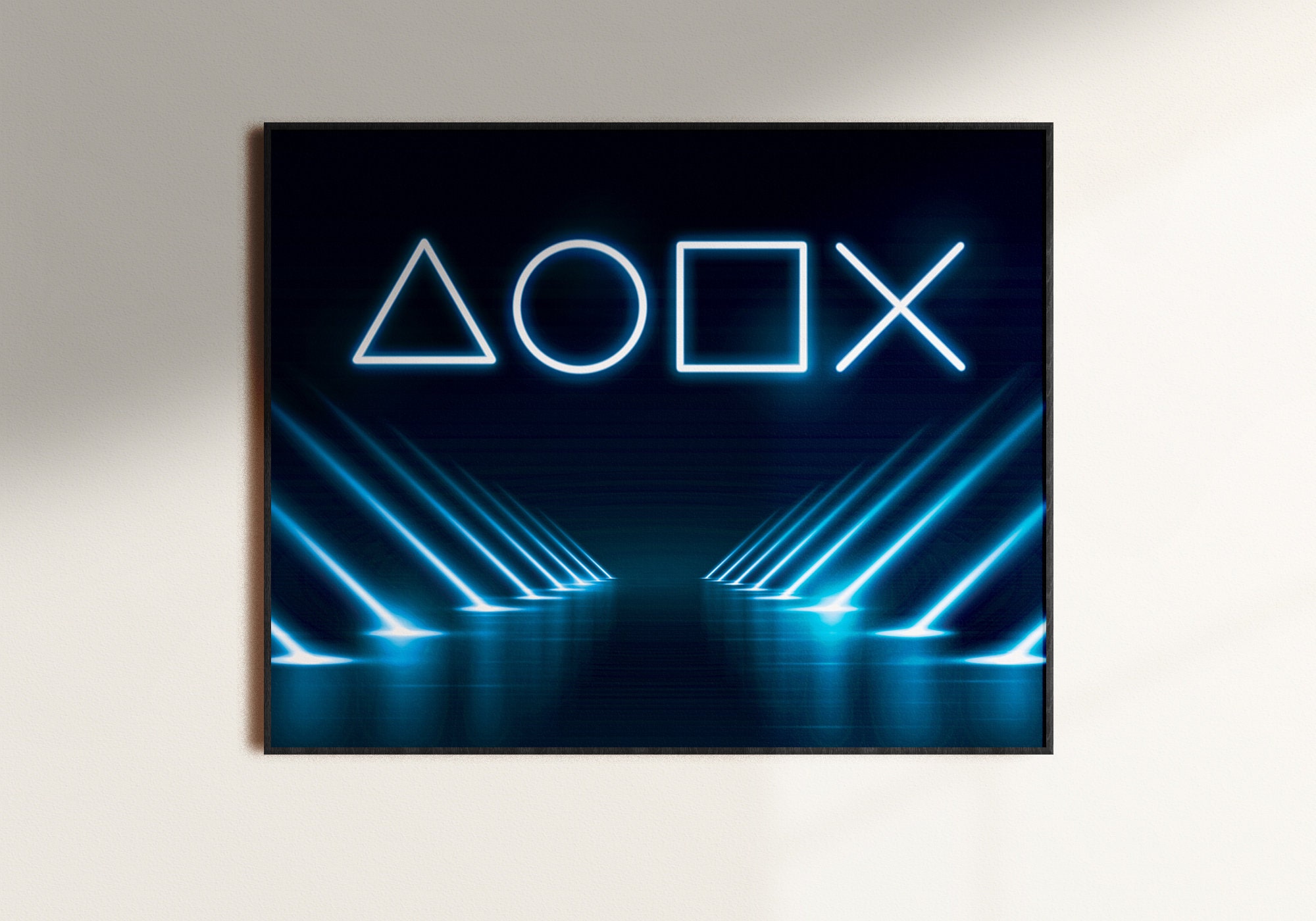PS Symbols Neon Gaming Logo Poster, DIGITAL Play Station Wall Decor ...