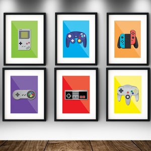 Retro Video Game Controller Wall Decor, Digital Prints, Game Room ...