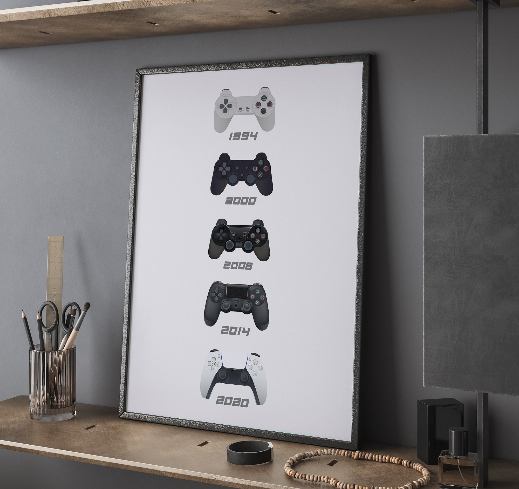 PS Controller Evolution Wall Decor, Digital Print, Game Room Poster ...