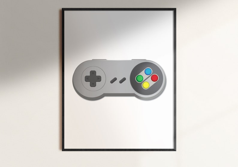 Retro Video Game Controller Wall Decor, Digital Prints, Game Room ...