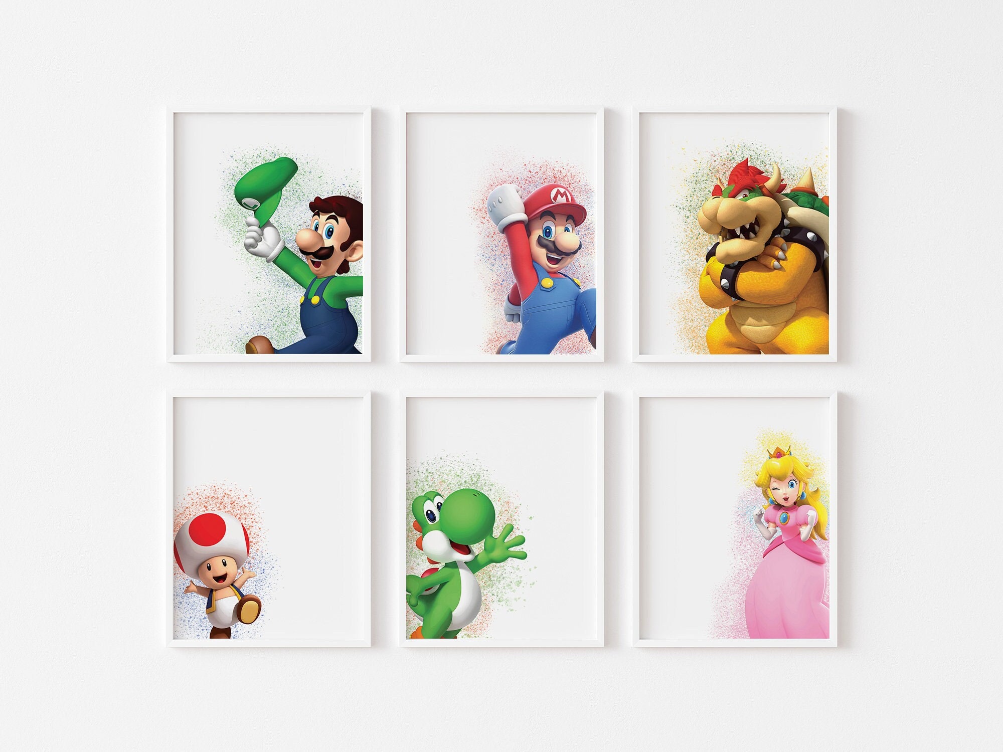 Mario Digital Wall Art Color Splash Wall Decor Gaming - Etsy