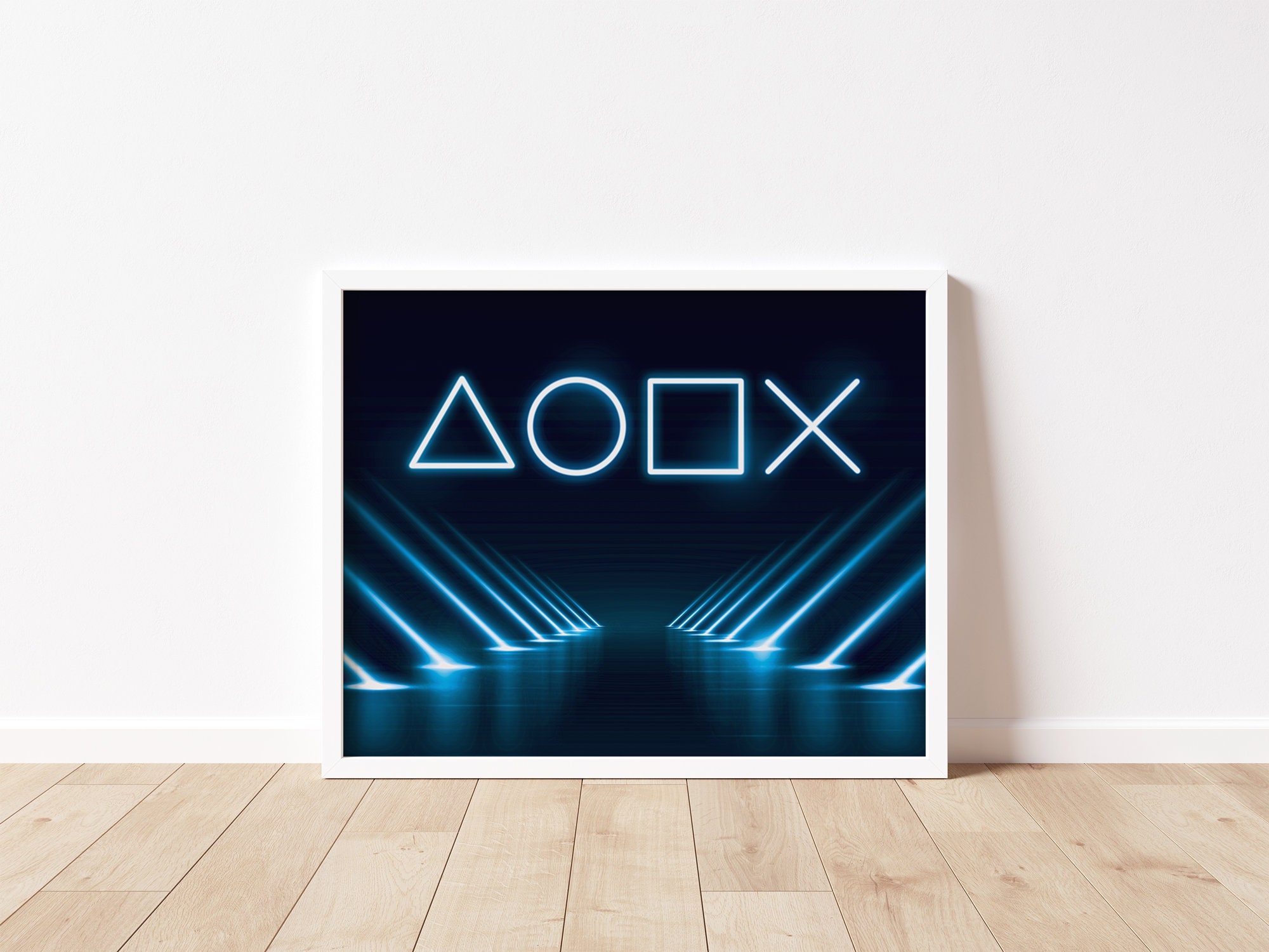 PS Symbols Neon Gaming Logo Poster, DIGITAL Play Station Wall Decor ...