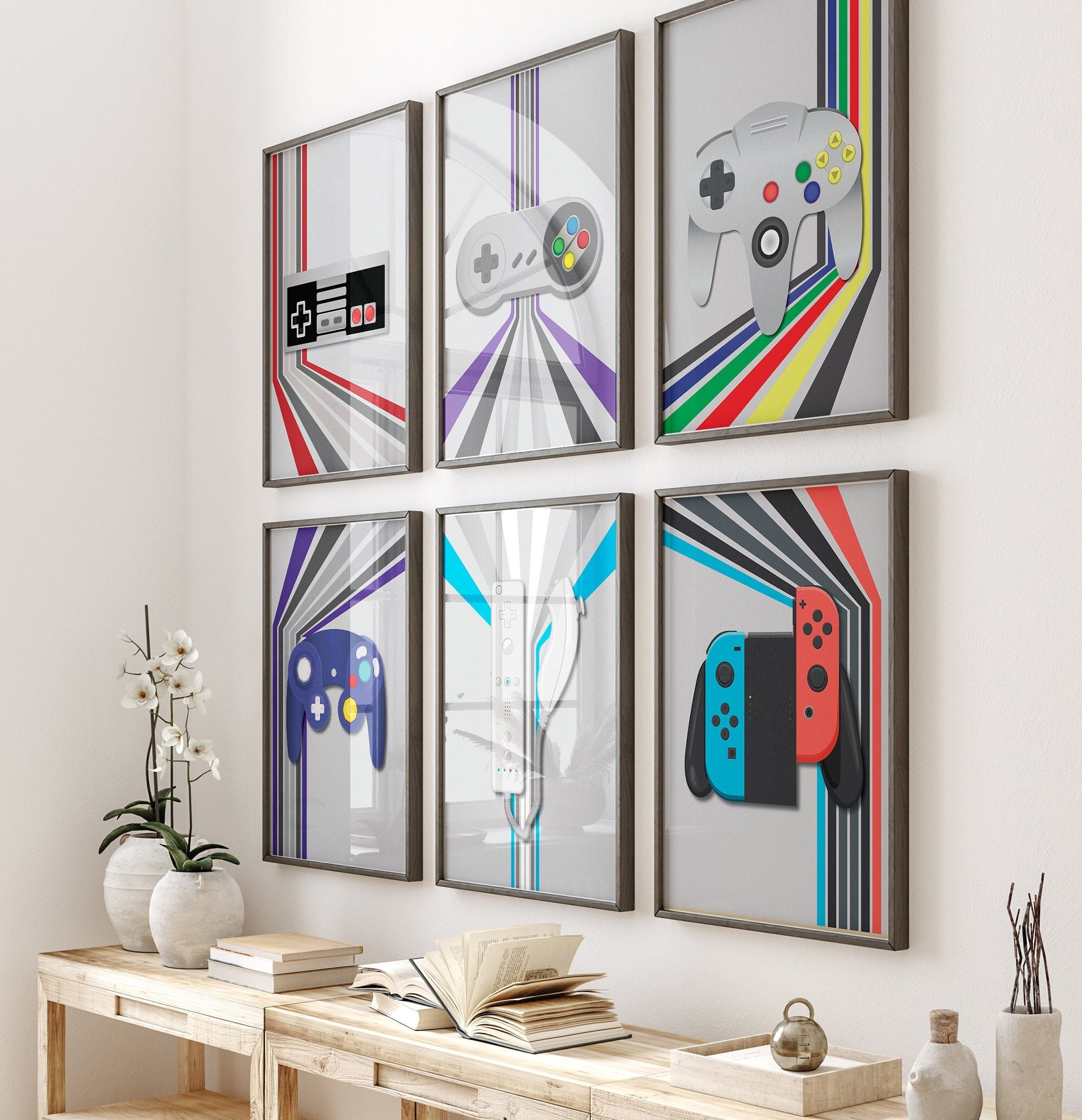 Retro Video Game Controller Wall Decor, Digital Prints, Game Room ...
