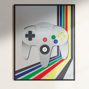 Retro Video Game Controller Wall Decor, Digital Prints, Game Room ...