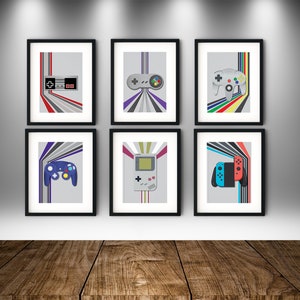 Retro Video Game Controller Wall Decor, Digital Prints, Game Room ...