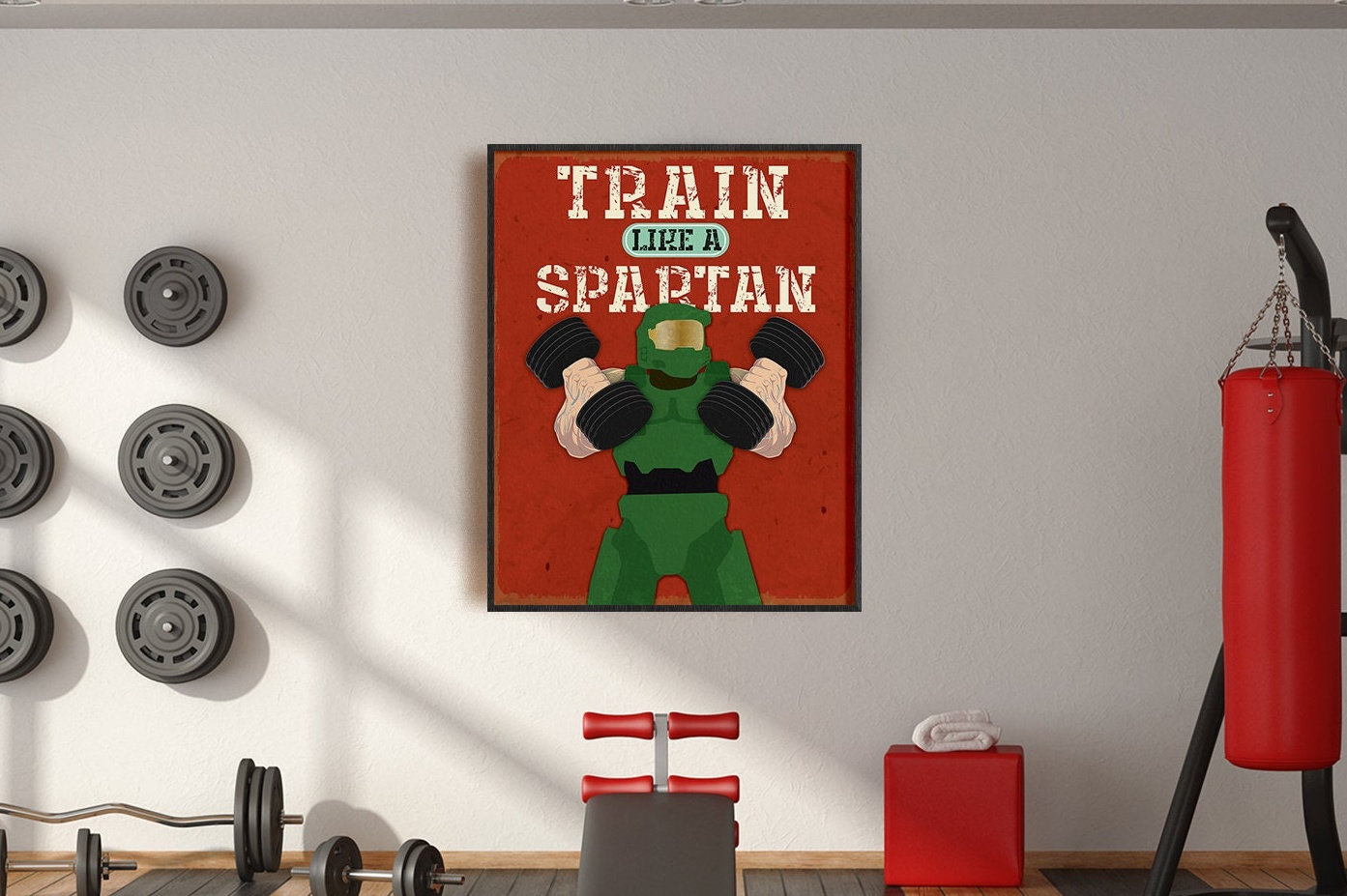 Master Chief Workout Poster, Halo, Master Chief, Xbox Poster, Neon Xbox ...