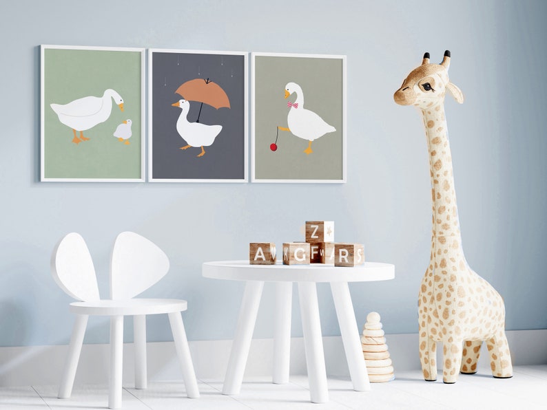 Cute Goose Print, Digital Printable Poster, Neutral Nursery Wall Decor ...