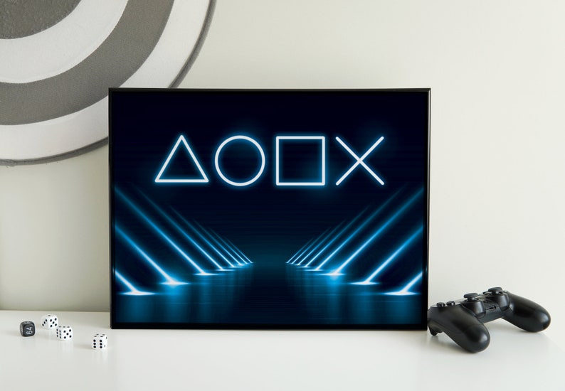 PS Symbols Neon Gaming Logo Poster DIGITAL Play Station Wall - Etsy