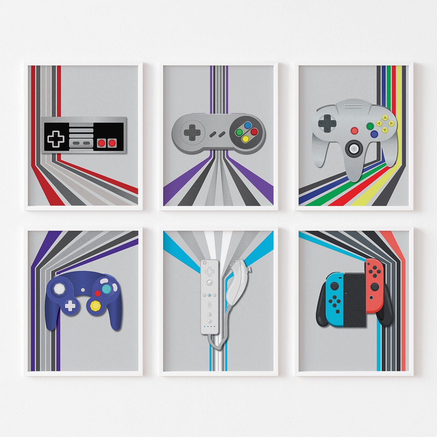 Retro Video Game Controller Wall Decor, Digital Prints, Game Room ...