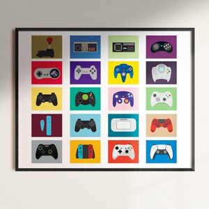 Video Game Controller Evolution Print, Digital Print, Game Room Poster ...