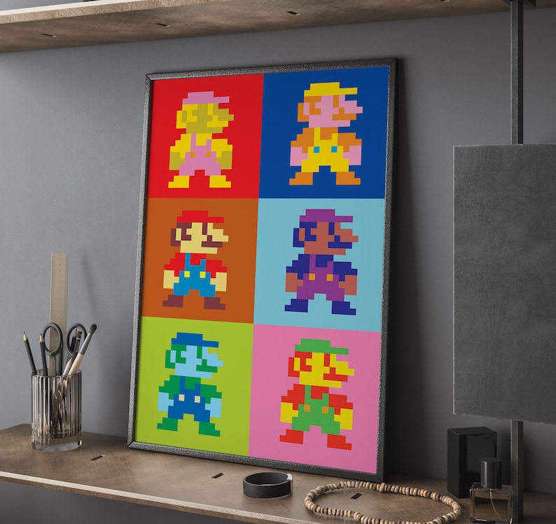 Mario Pop Art Poster: Retro Video Game Room Decor (digital Print) - Etsy