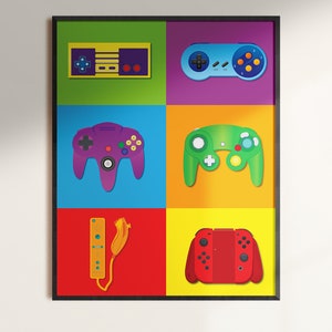 Retro Video Game Controller Pop Art Wall Decor, Digital Print, Game ...