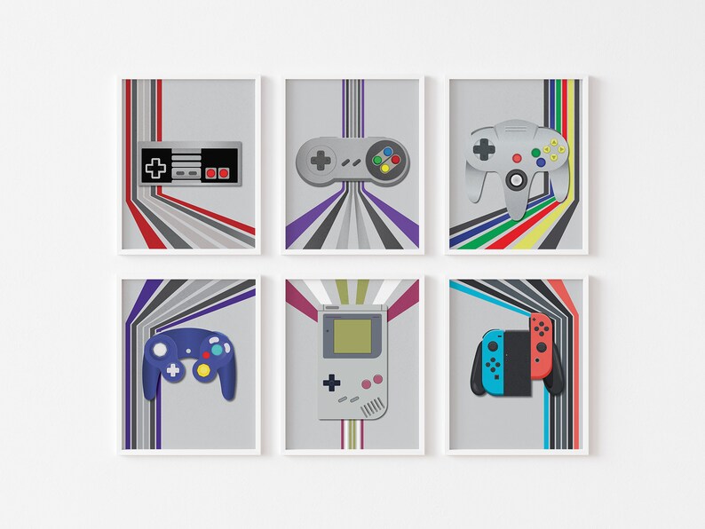 Retro Video Game Controller Wall Decor Digital Prints Game - Etsy