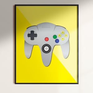 Retro Video Game Controller Wall Decor, Digital Prints, Game Room ...