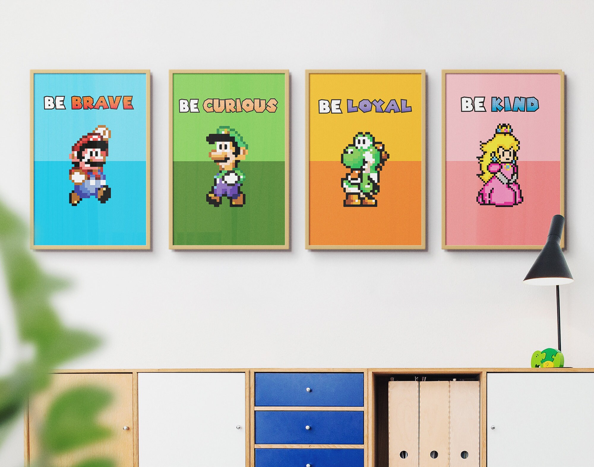 Set of 4 Video Game Nursery Wall Decor, Mario Themed Printable Wall Art ...