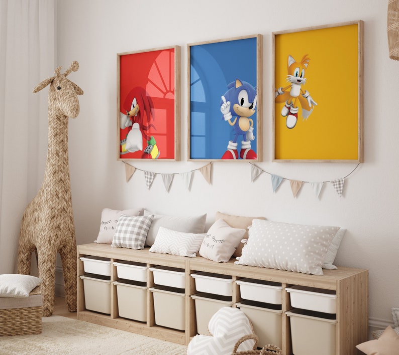 Colorful Sonic Character Prints: Kids Gaming Room Decor (digital ...