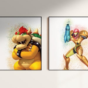 Video Game Characters Digital Wall Art, Color Splash Wall Decor, Gaming ...
