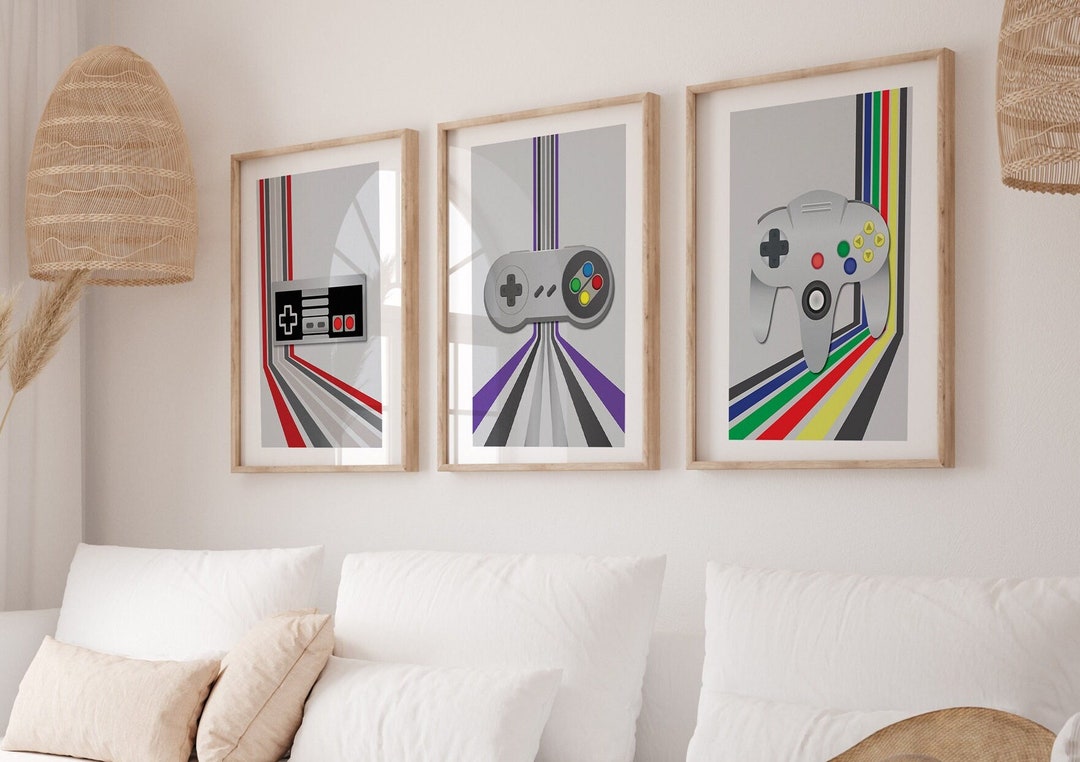 Retro Video Game Controller Wall Decor, Digital Prints, Game Room ...