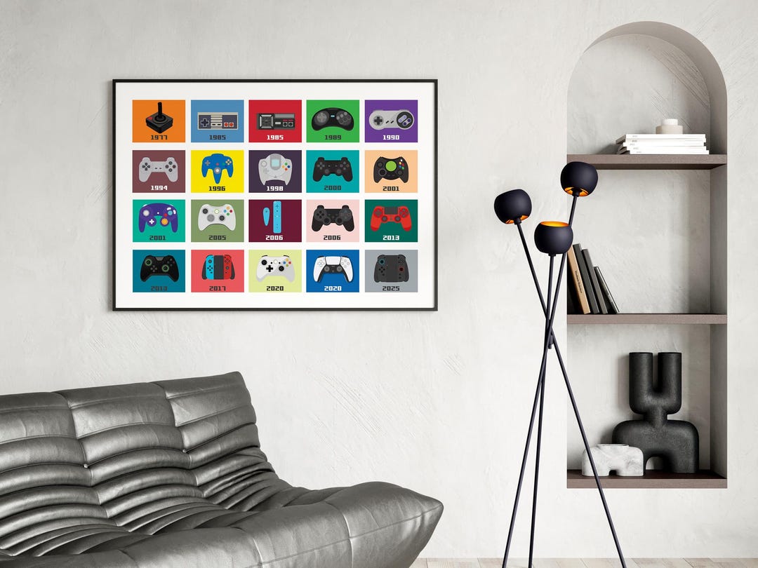 Video Game Controller Evolution Printable, Boys Room Print, Game Room Poster, Geeky Art, Gaming ...