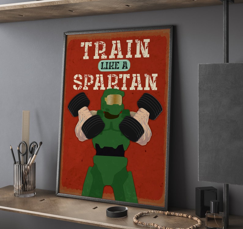Master Chief Workout Poster, Halo, Master Chief, Xbox Poster, Neon Xbox ...