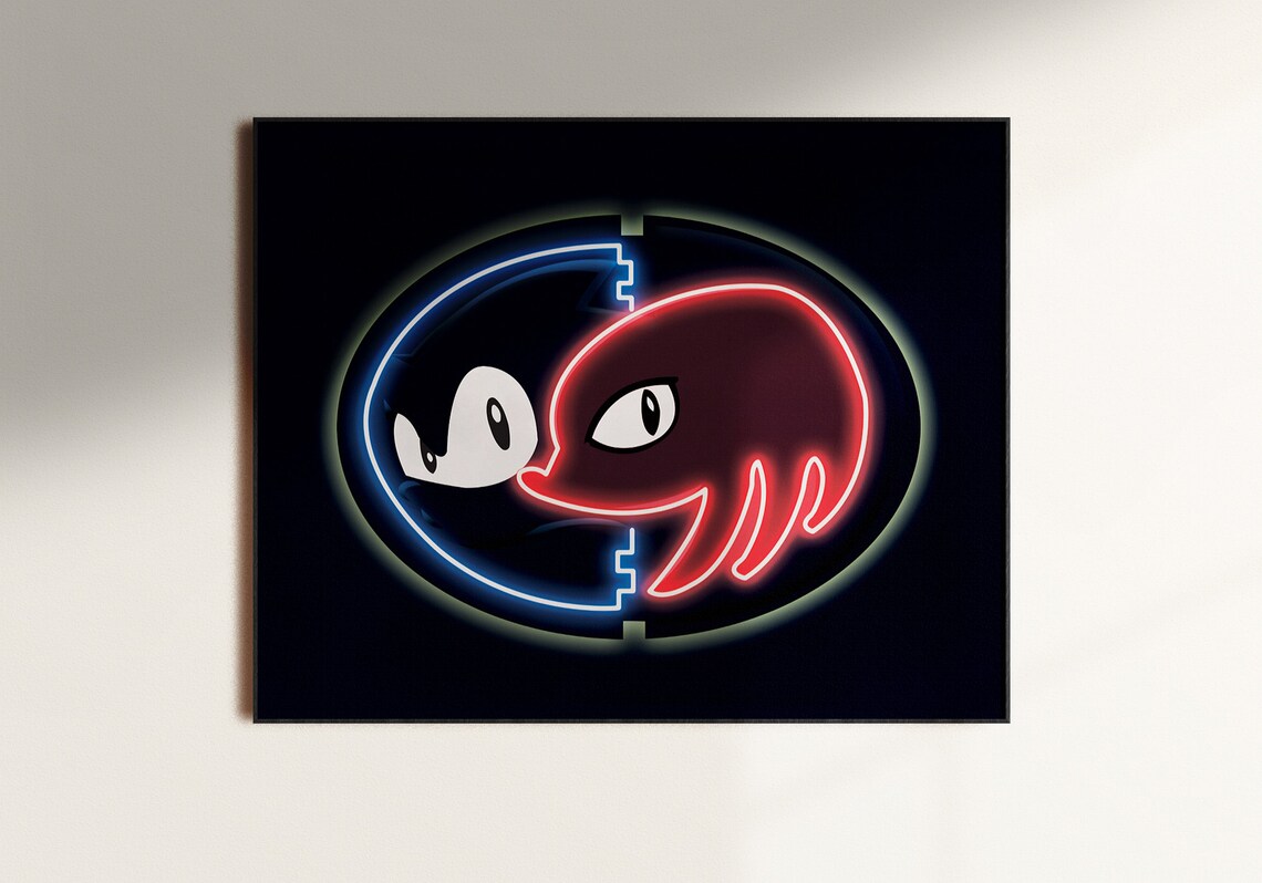 Retro Sonic Neon Poster Gaming Wall Decor Digital Prints - Etsy Canada