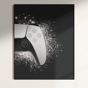 Black & White Gaming Controller Print Set, Game Room Decor (digital ...