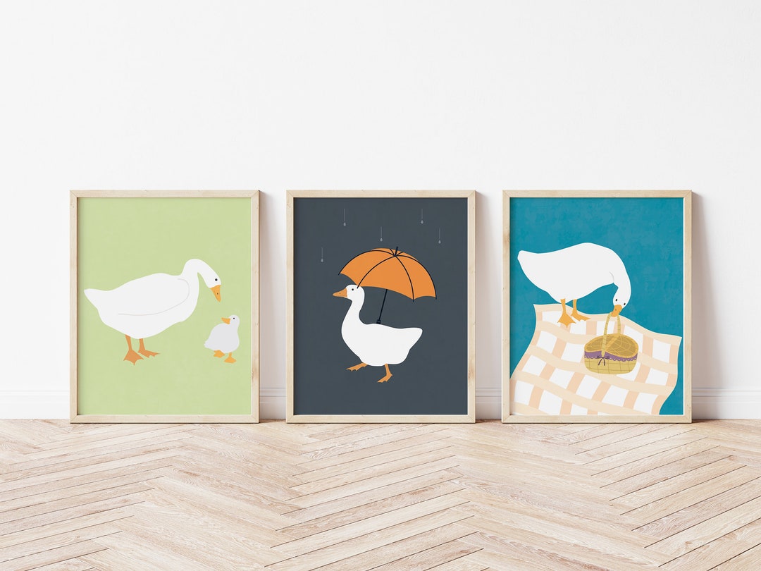 Cute Goose Print, Digital Printable Poster, Neutral Nursery Wall Decor ...