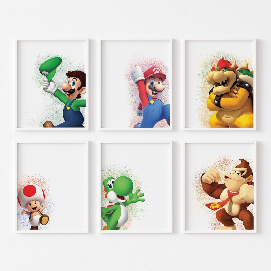 Mario Digital Wall Art, Color Splash Wall Decor, Gaming Posters, Video ...