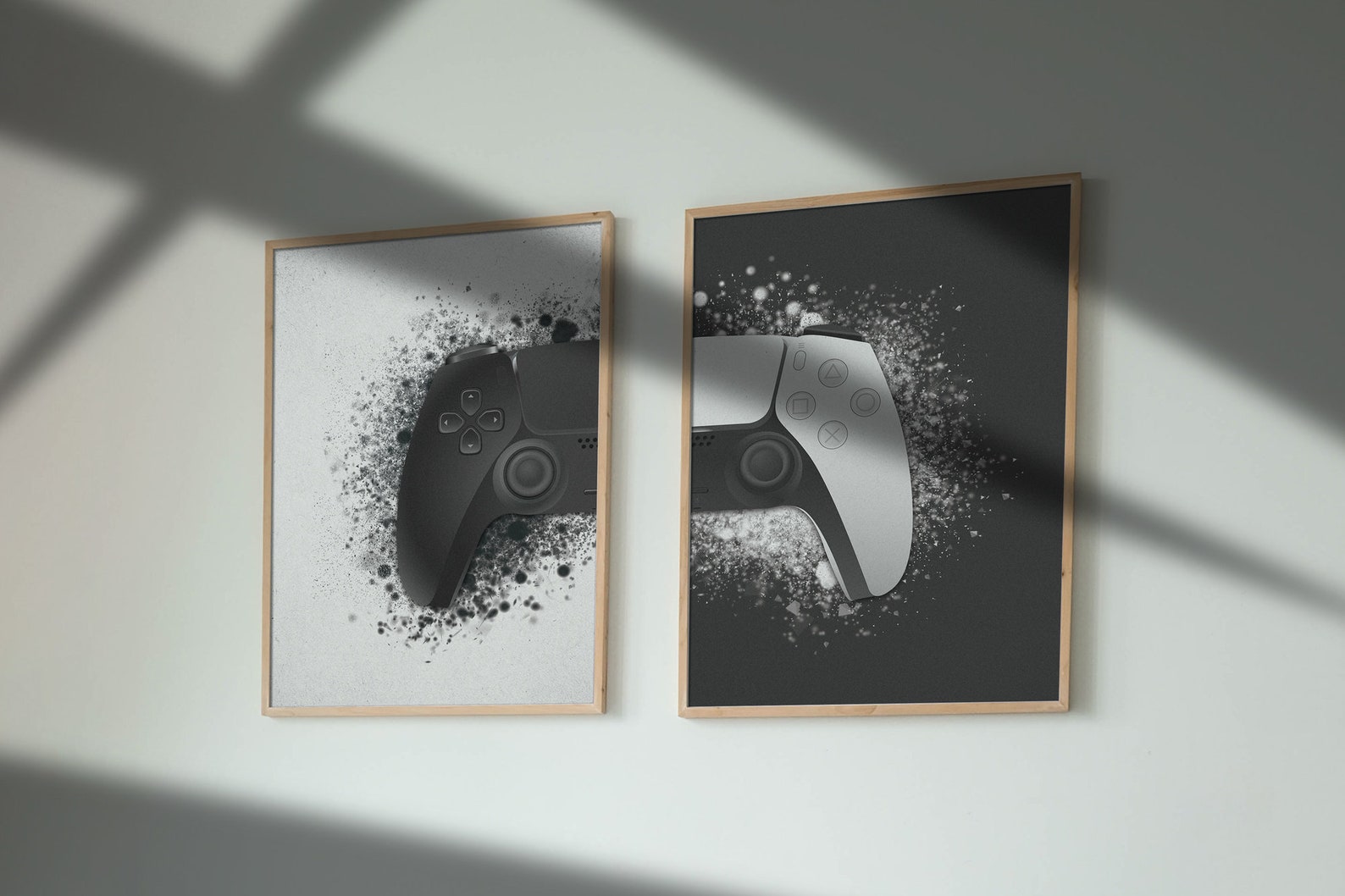 Gaming Controllers Print Set, Black and White, Play Room, Game Room ...